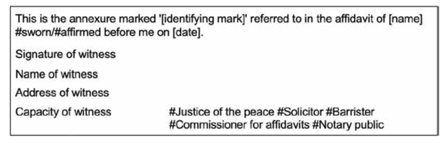 NSW UCPR [Form 42] Exhibit Certificate